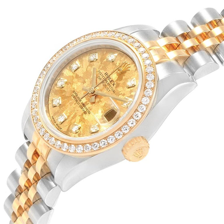 Rolex Datejust Gold Crystal Dial Steel Yellow Gold Diamond Watch 179383 ...