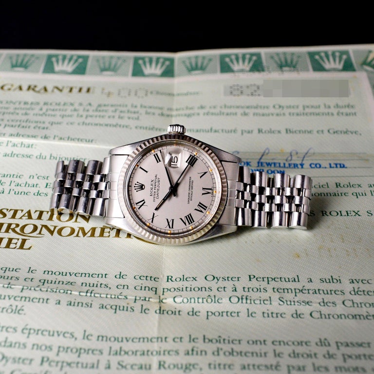 Rolex Datejust Grey Dial Black Roman Indexes 16014 Steel Watch with ...