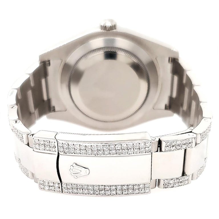 Rolex Datejust II 10.3ct Pave Diamonds Watch with Chocolate Baguette ...