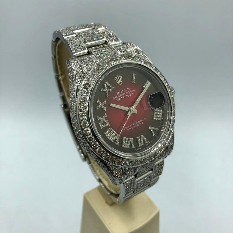 Rolex Datejust II 116300 Custom Red Cherry and Diamond Pave Full Set ...