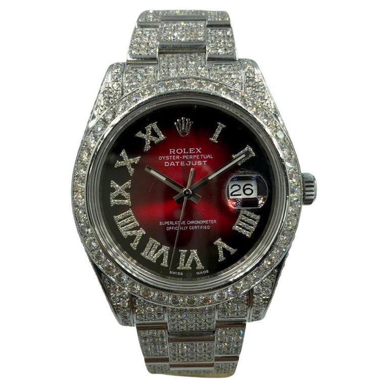 Rolex Datejust II 116300 Custom Red Cherry and Diamond Pave Full Set ...
