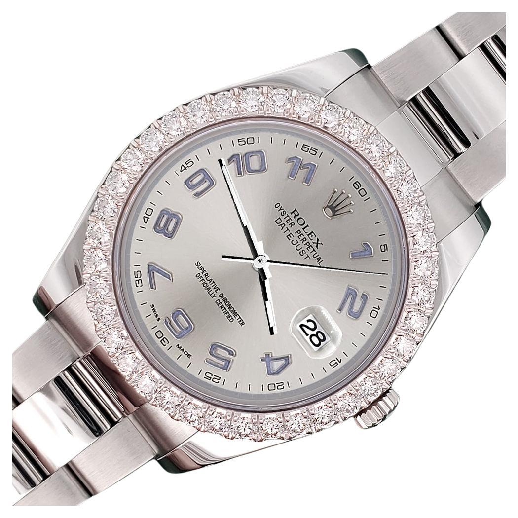 Rolex Datejust II 41mm Red Arabic Diamond Dial 2.5ctw Diamond Bezel ...