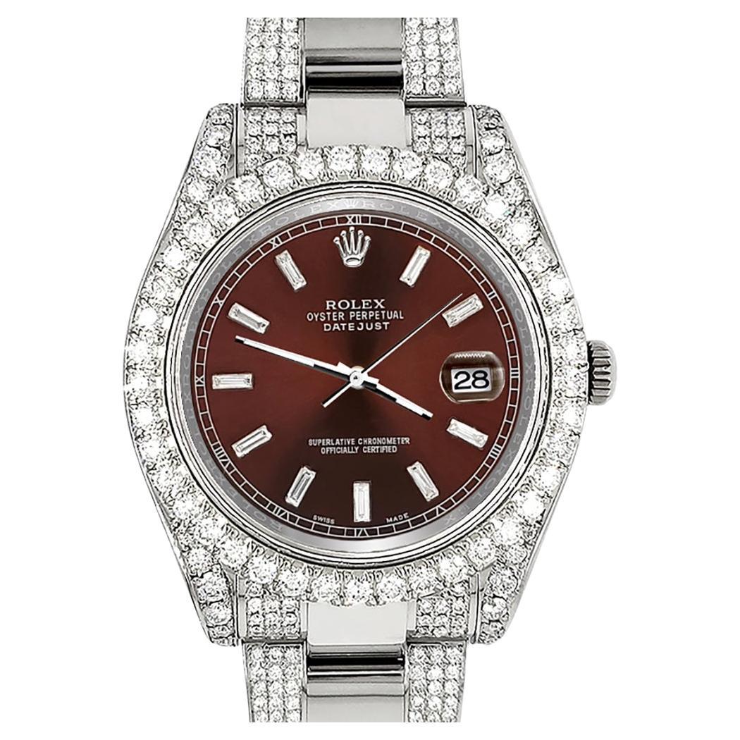 Rolex Datejust II 8.3ct Diamonds with Chocolate Baguette Dial Box ...