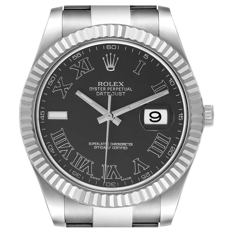 Rolex Datejust II Grey Dial Steel White Gold Mens Watch 116334 For Sale ...