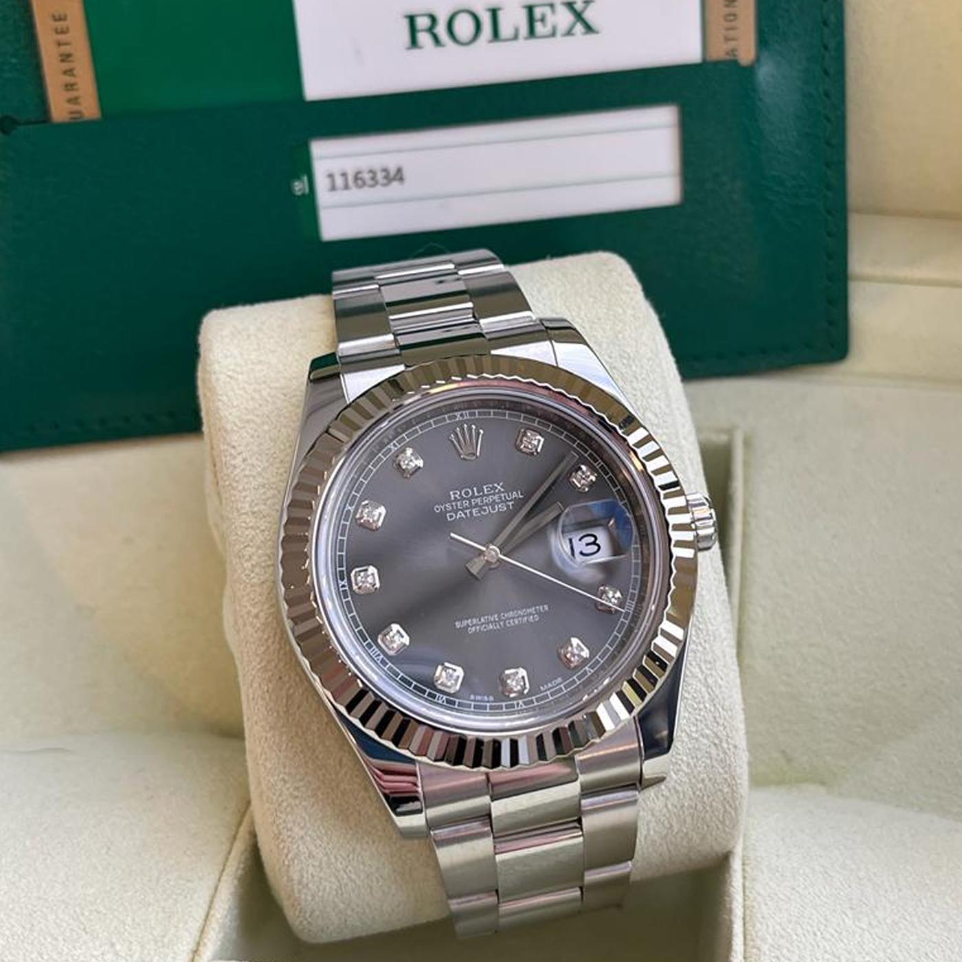 Rolex Datejust II Stainless Steel Diamond Dial Oster Band Watch 116334 ...