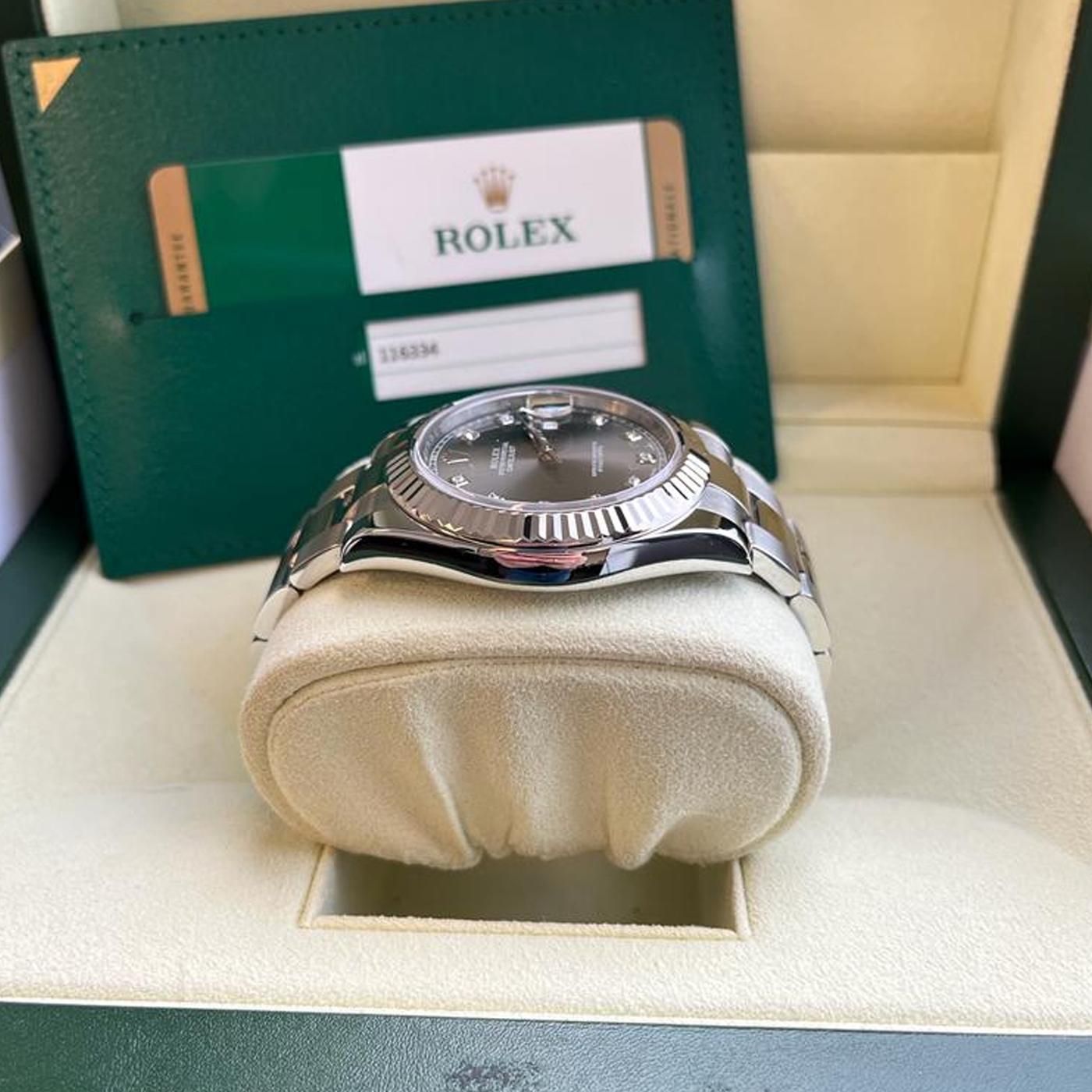 Rolex Datejust II Stainless Steel Diamond Dial Oster Band Watch 116334 ...