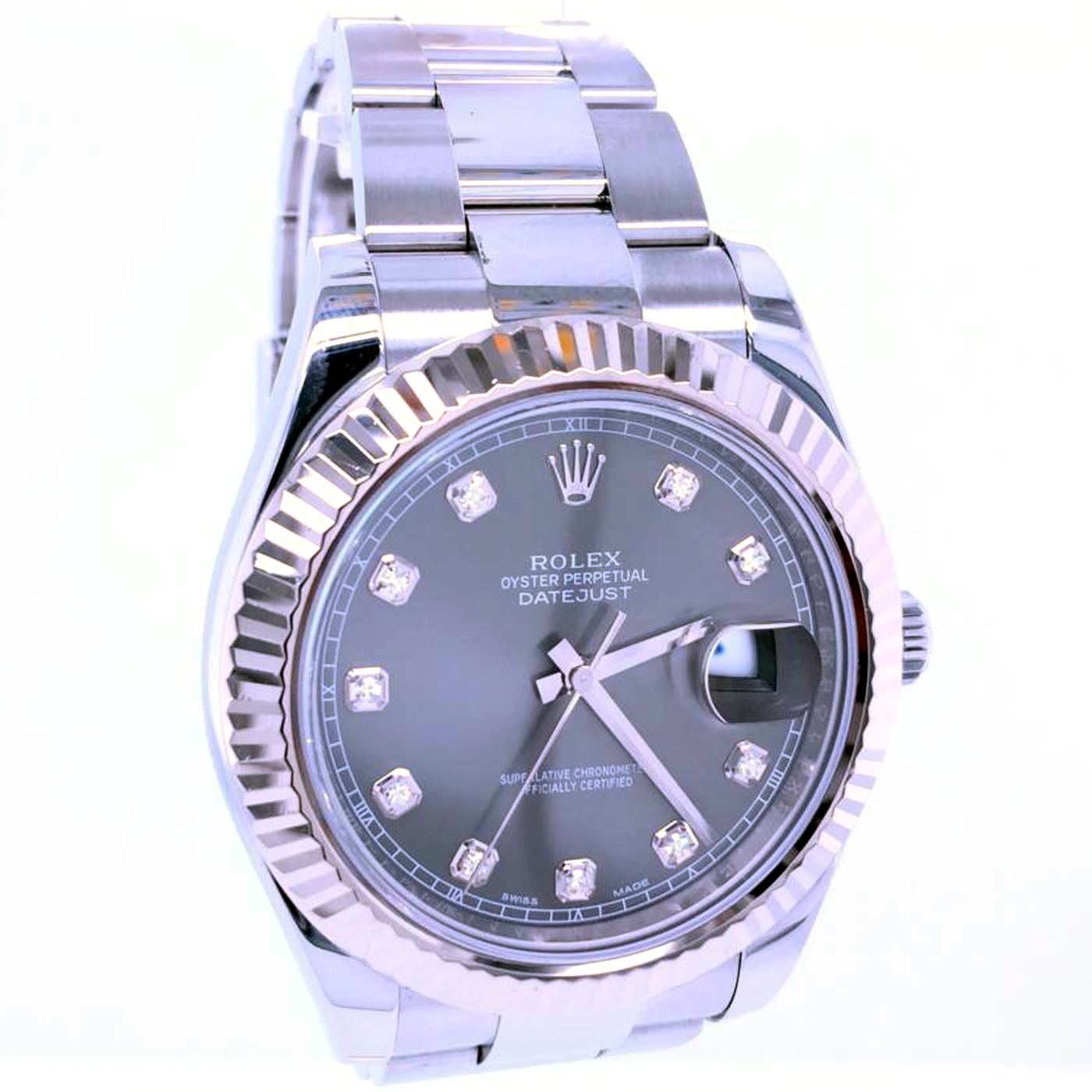 Rolex Datejust II Stainless Steel Diamond Dial Oster Band Watch 116334 ...