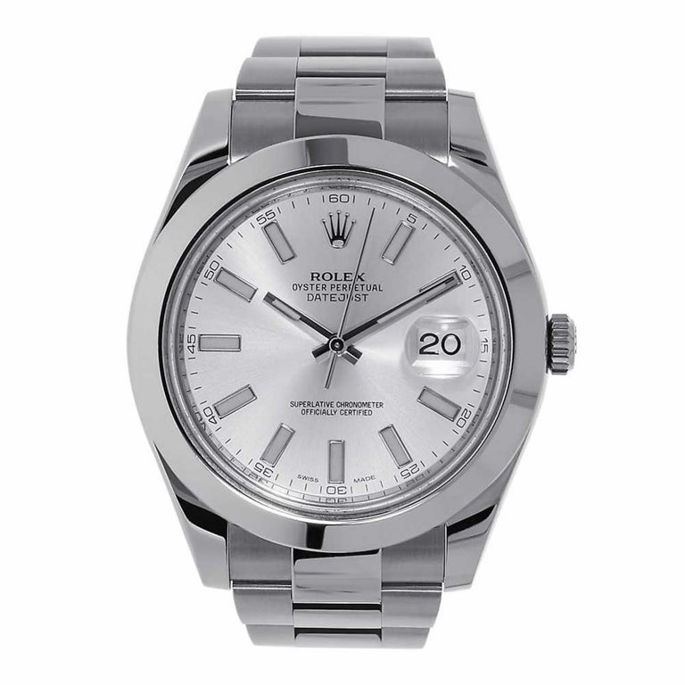 Rolex Datejust II Stainless Steel Silver Index Watch 116300 at 1stDibs ...
