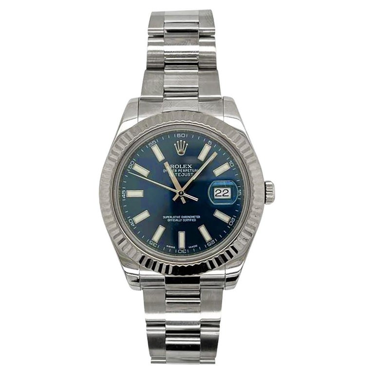 Rolex Datejust II White Gold and Steel Blue Dial Fluted Bezel REF ...