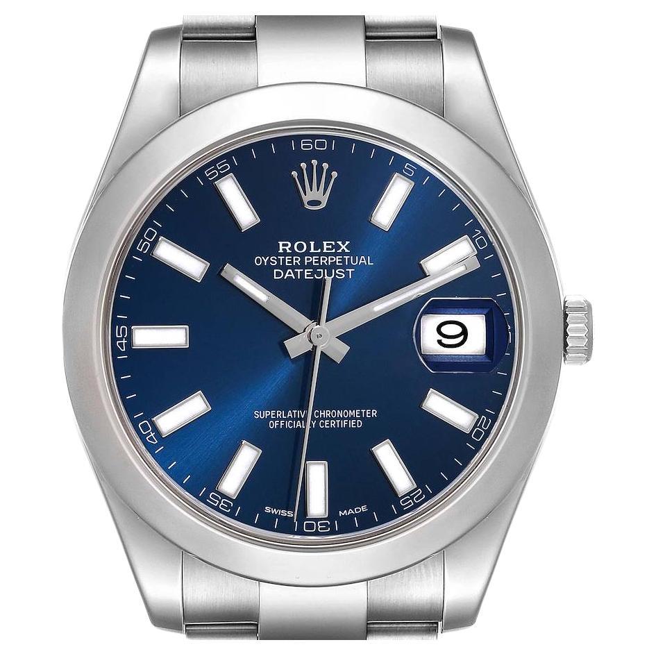 Rolex Datejust II Blue Numerals Steel Men’s Watch 116300 Box at 1stDibs