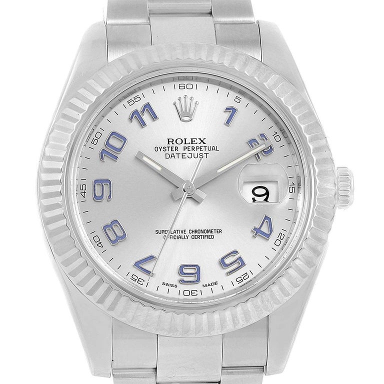 Rolex Datejust II Steel White Gold Blue Arabic Numerals Watch 116334 ...