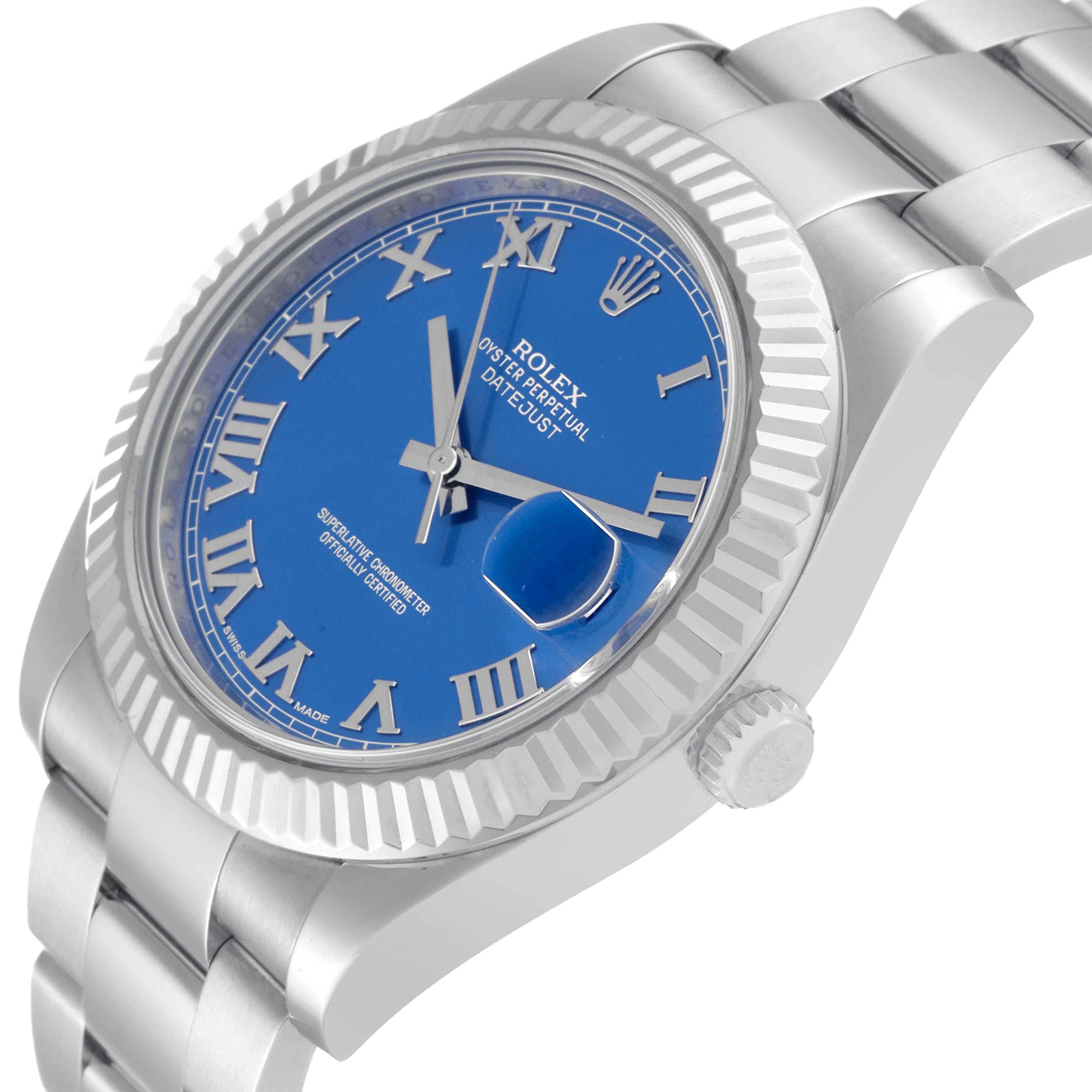 Rolex Datejust II Steel White Gold Blue Roman Dial Mens Watch 116334 ...
