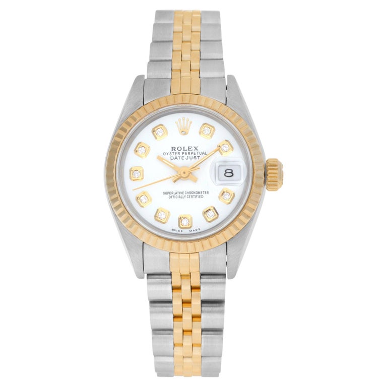 Rolex Datejust Ladies 2 Tone White Diamond Dial Ref. 69173 For Sale at ...