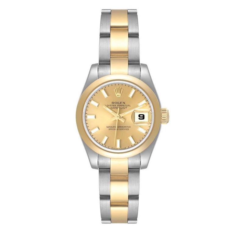 Rolex Datejust Ladies Steel Yellow Gold Champagne Dial Watch 179163 Box ...