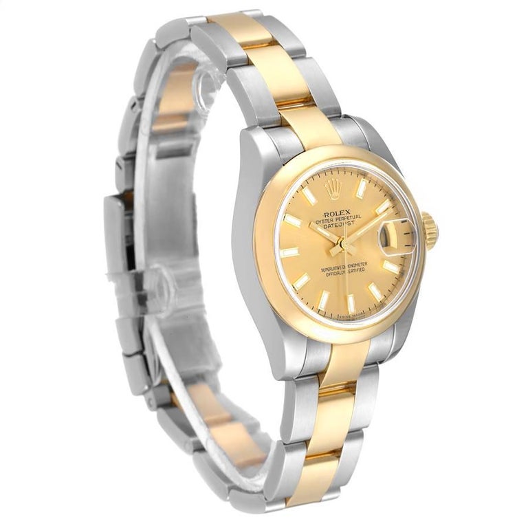 Rolex Datejust Ladies Steel Yellow Gold Champagne Dial Watch 179163 Box ...