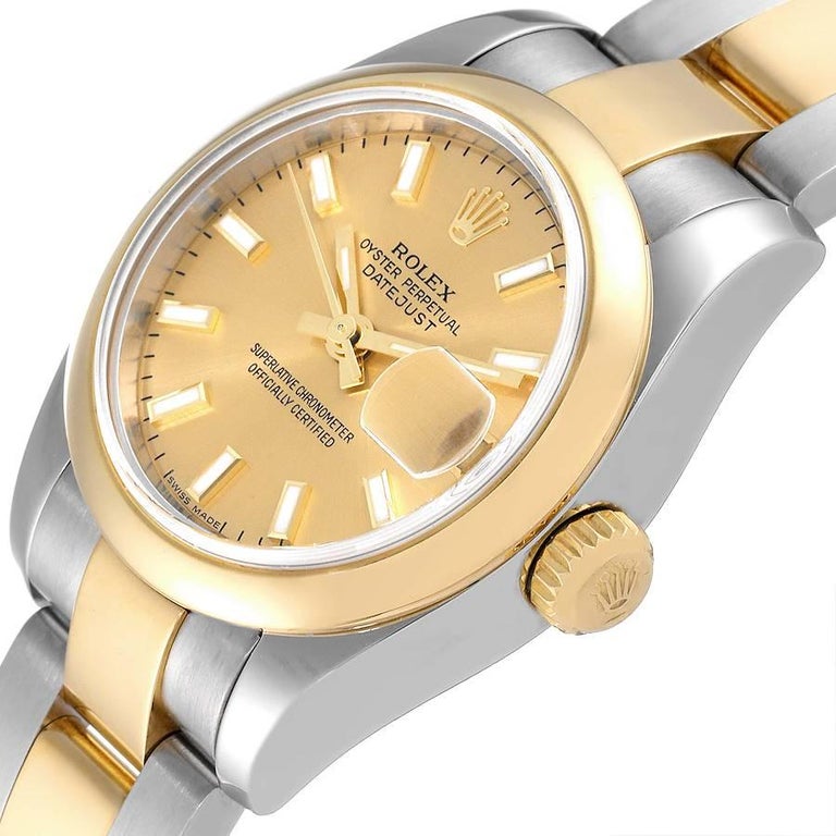Rolex Datejust Ladies Steel Yellow Gold Champagne Dial Watch 179163 Box ...