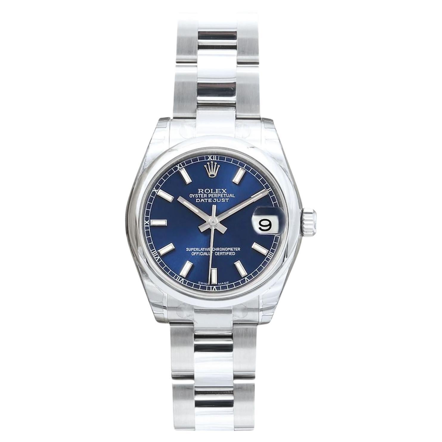 Rolex Datejust Mid-Size 178240 with Blue Dial, Full Set - Sleek and ...