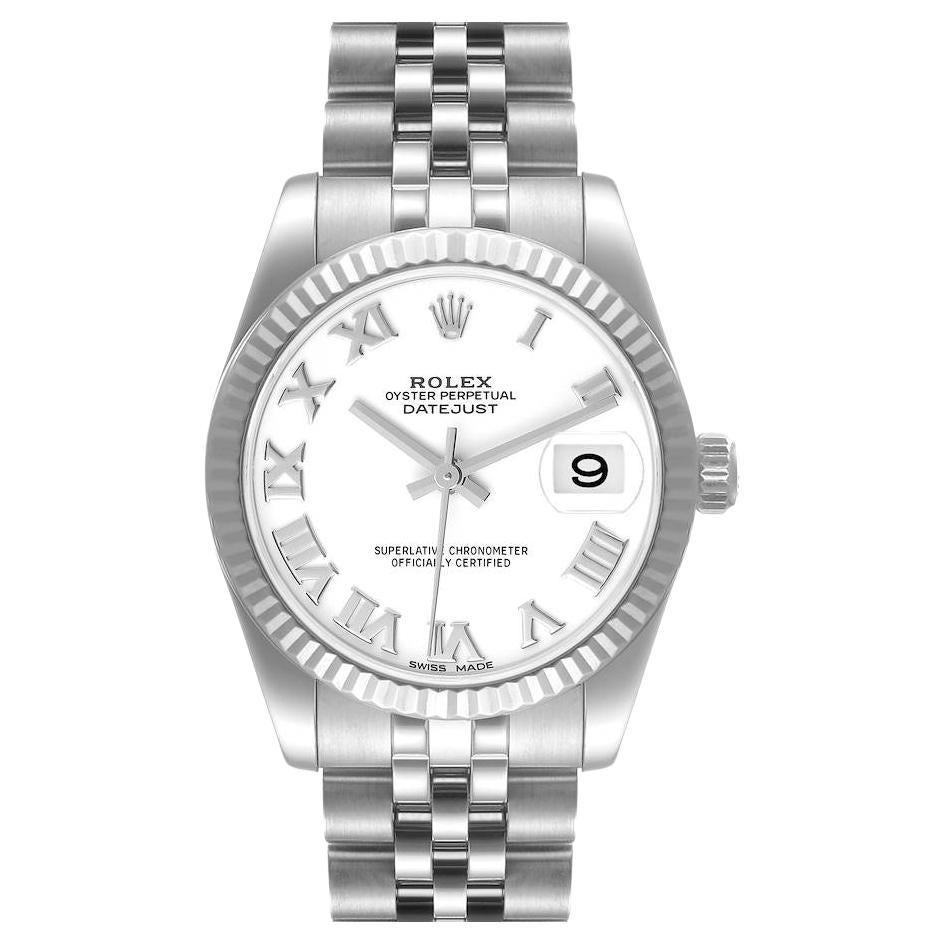 Rolex Datejust Midsize Steel White Gold Black Diamond Dial Watch 178274 ...