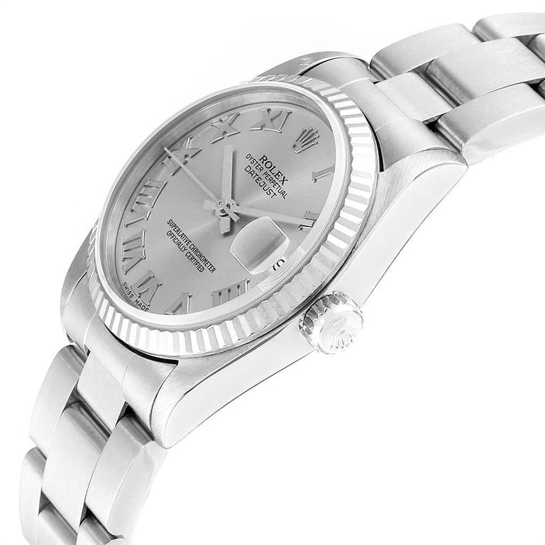 Rolex Datejust Midsize 31 Steel White Gold Silver Dial Ladies Watch ...