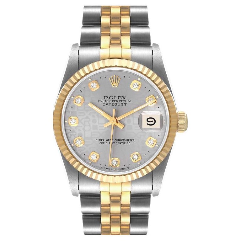 Rolex Datejust Midsize 31 Steel Yellow Gold Diamond Ladies Watch 68273 Nos at 1stDibs