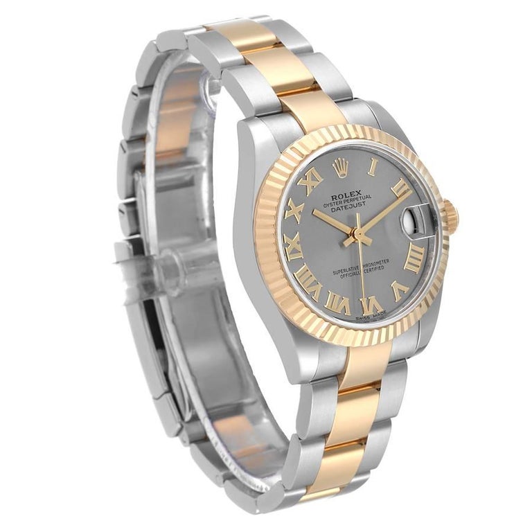 Rolex Datejust Midsize 31 Steel Yellow Gold Slate Dial Ladies Watch ...