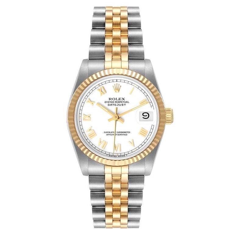 Rolex Datejust Midsize 31 White Dial Steel Yellow Gold Mens Watch 68273 ...