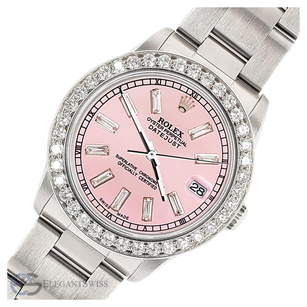 Rolex Datejust 31mm 3.5ct Diamonds With Pink Baguette Dial Steel Watch ...