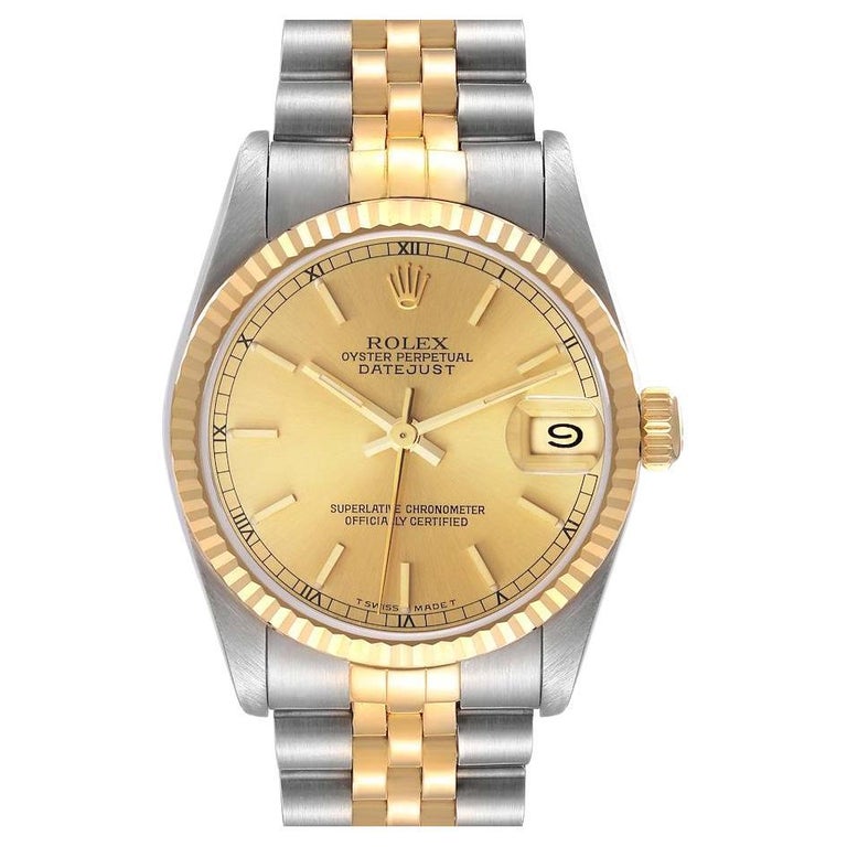 Rolex Datejust Midsize 31mm Steel Yellow Gold Champagne Dial Ladies ...