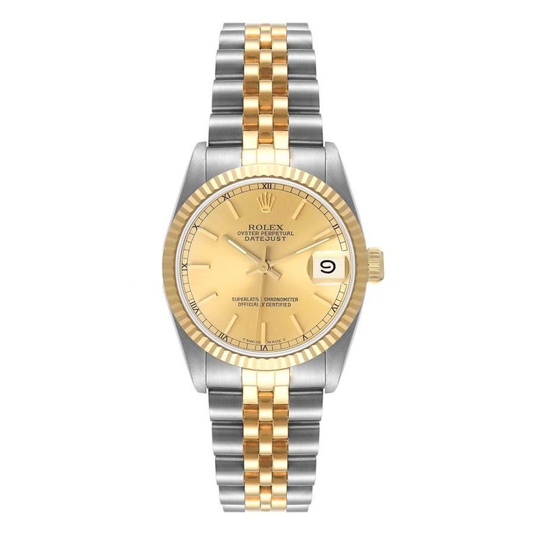 Rolex Datejust Midsize Steel Yellow Gold Ladies Watch 68273 at 1stDibs