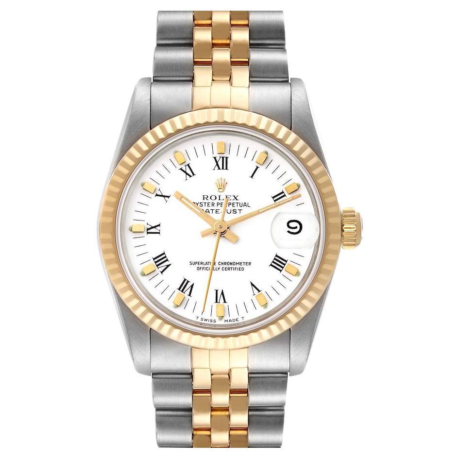 Rolex Datejust Midsize 31mm Stahl Gelbgold Weißes Zifferblatt Damenuhr 68273 im Angebot bei 1stDibs