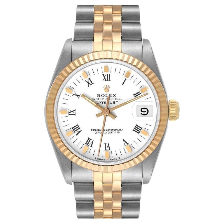 Rolex Datejust Midsize 31mm Steel Yellow Gold White Dial Ladies Watch ...