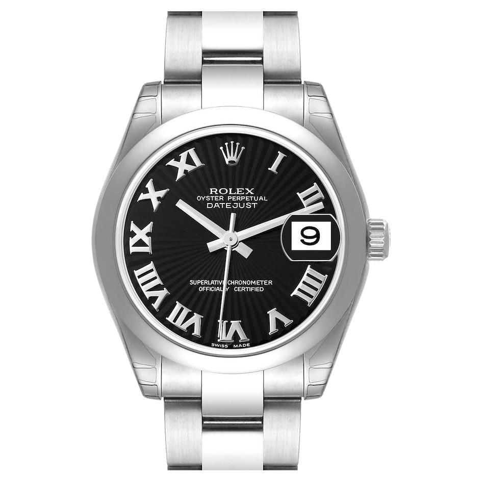 Rolex Datejust 31 Midsize Black Baton Dial Steel Ladies Watch 78240 For ...