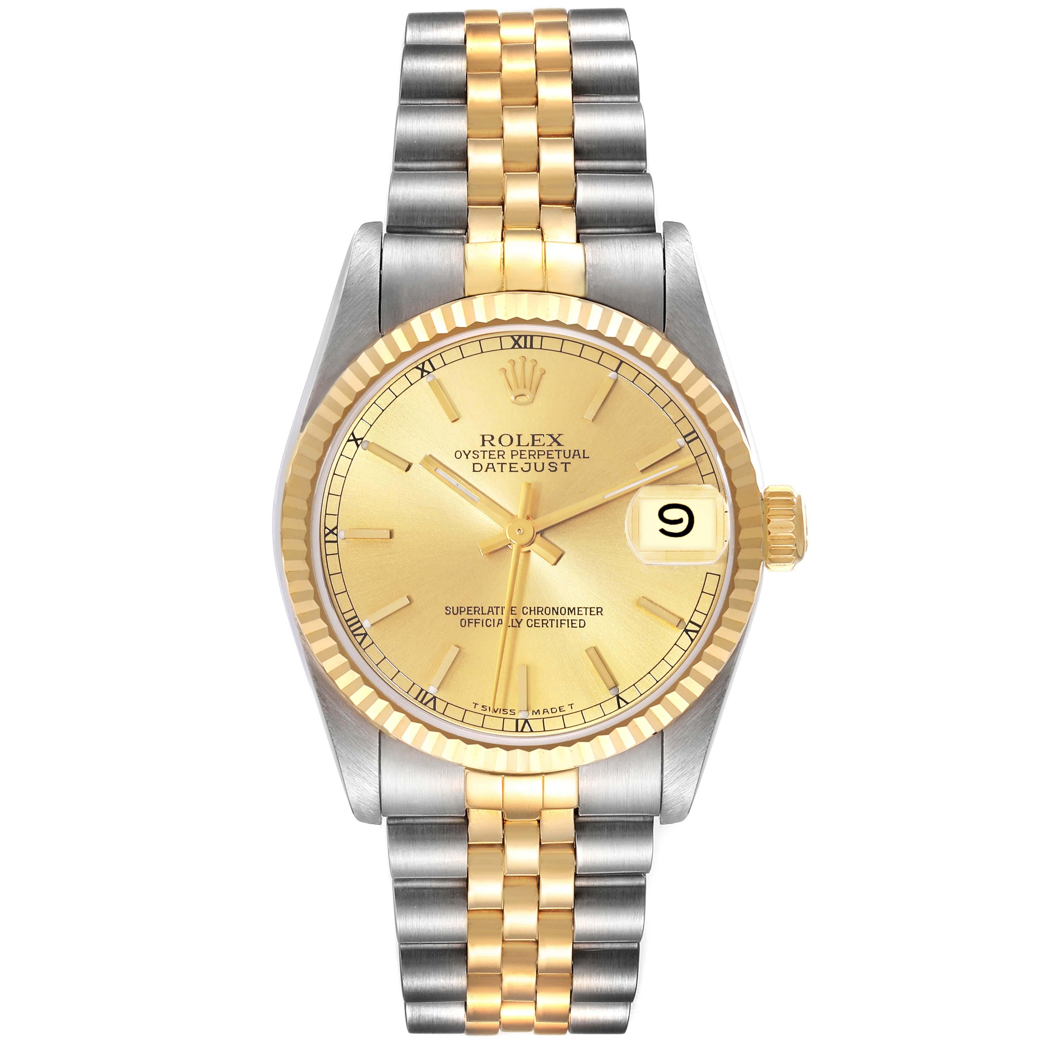 Rolex Datejust Midsize Champagne Dial Steel Yellow Gold Ladies Watch ...