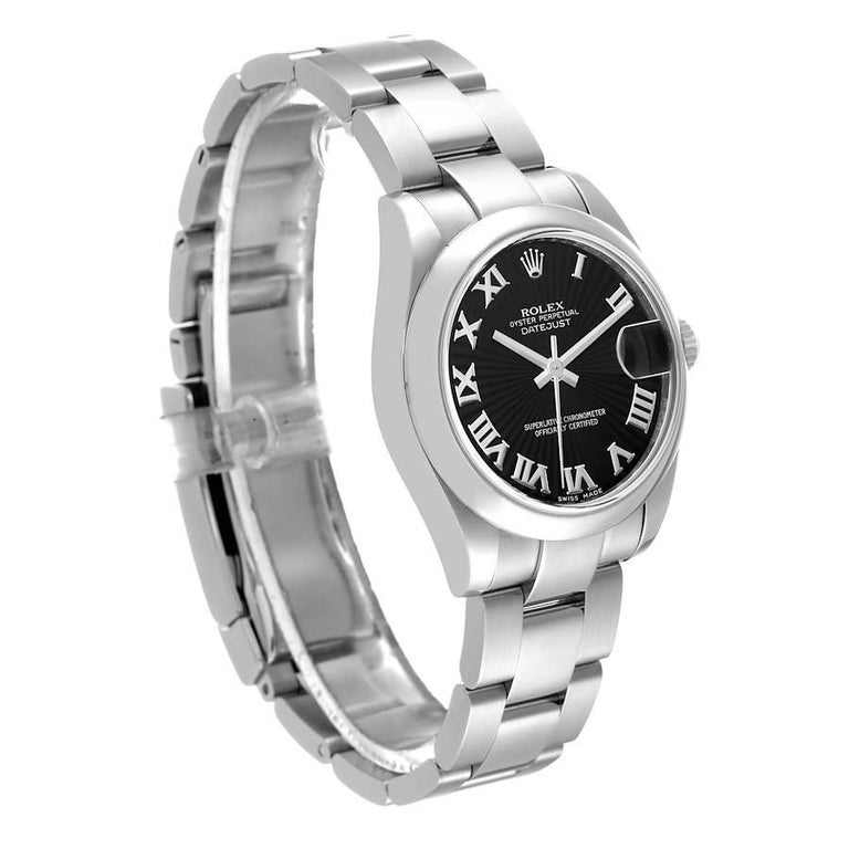 Rolex Datejust Midsize Steel Black Sunbeam Dial Ladies Watch 178240 Box ...