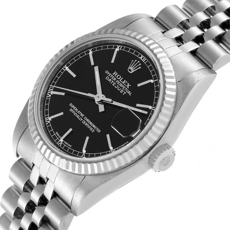 Rolex Datejust Midsize Steel White Gold Black Dial Ladies Watch 78274 ...
