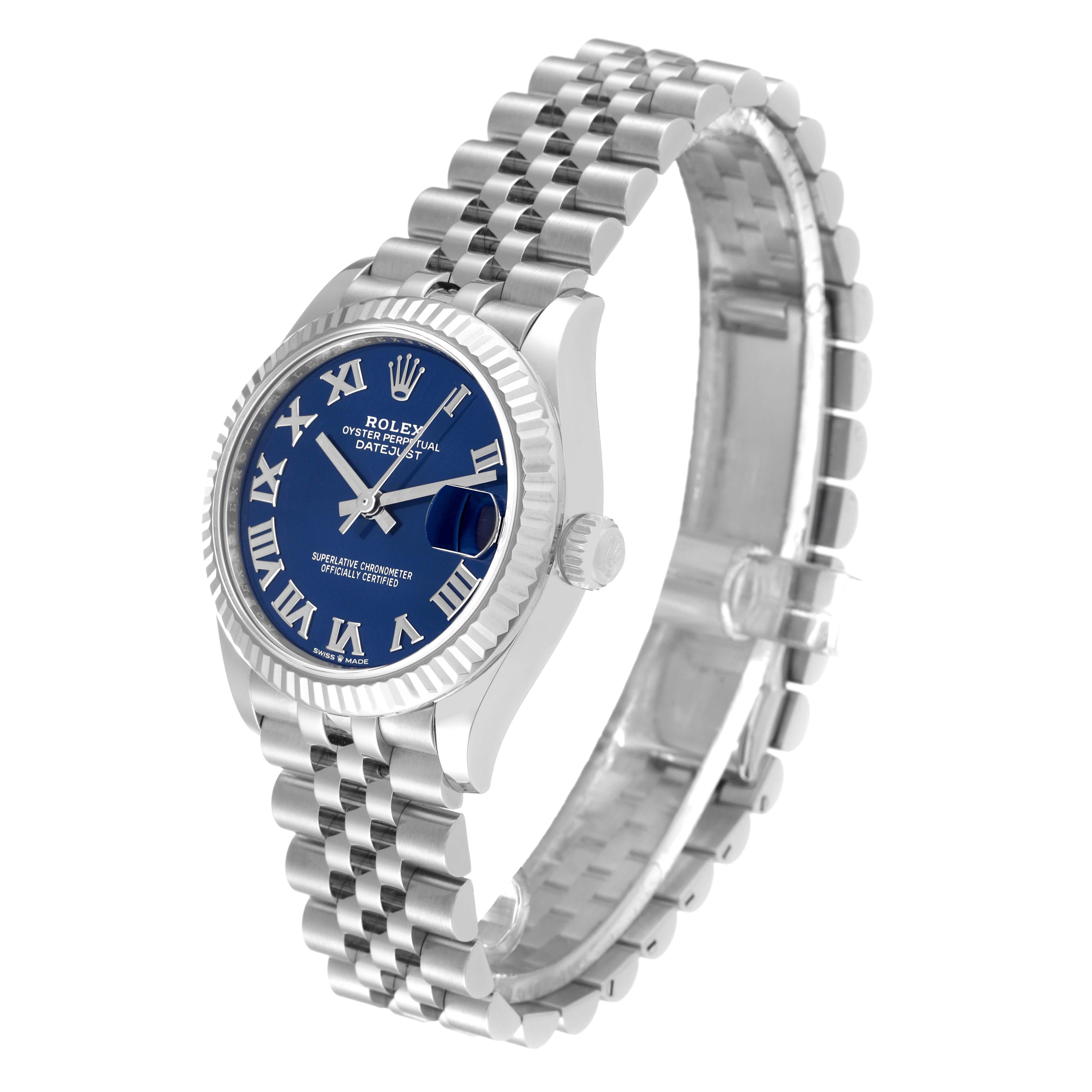 Rolex Datejust Midsize Steel White Gold Blue Dial Ladies Watch 278274 ...