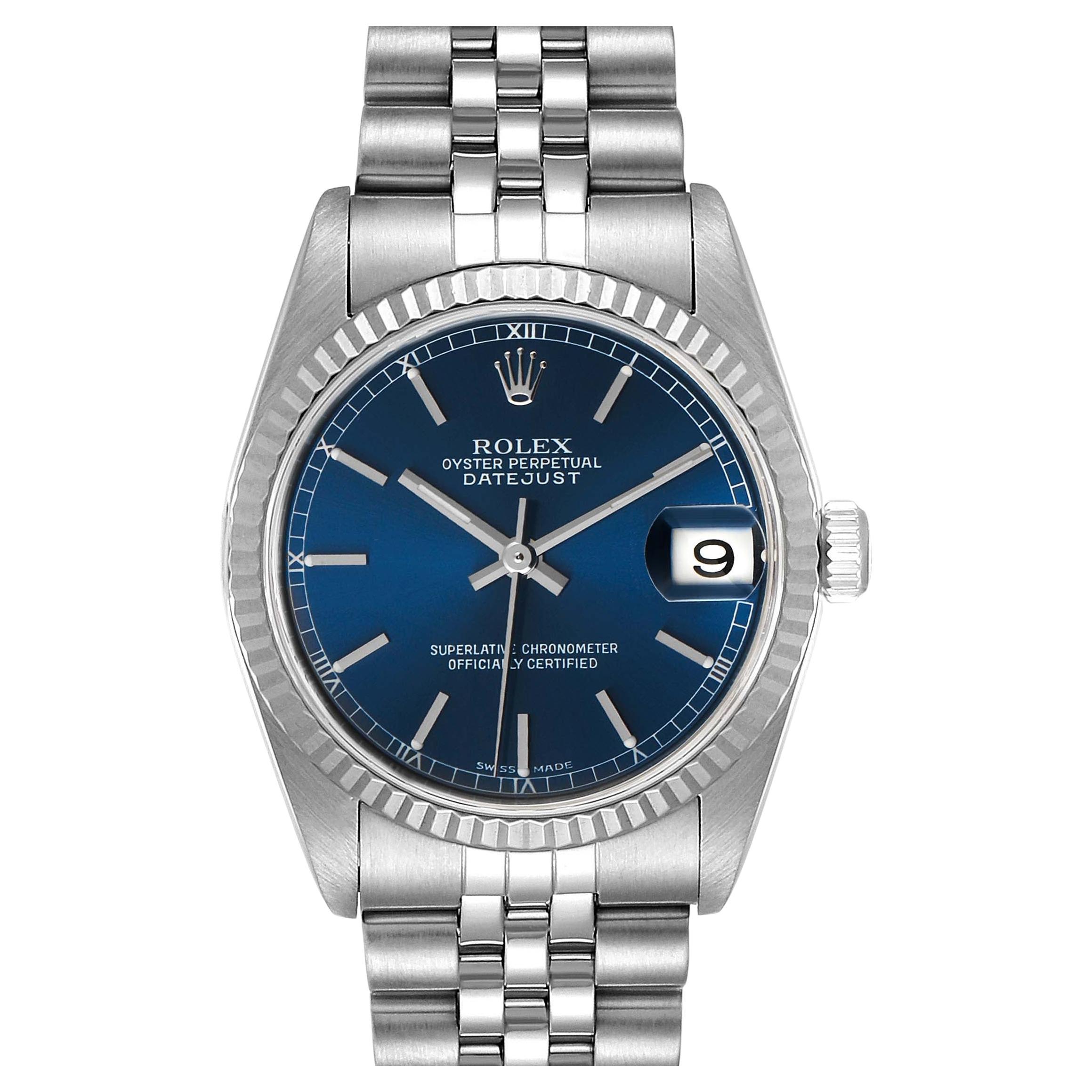 Rolex Datejust Midsize Steel White Gold Blue Dial Ladies Watch 78274 ...