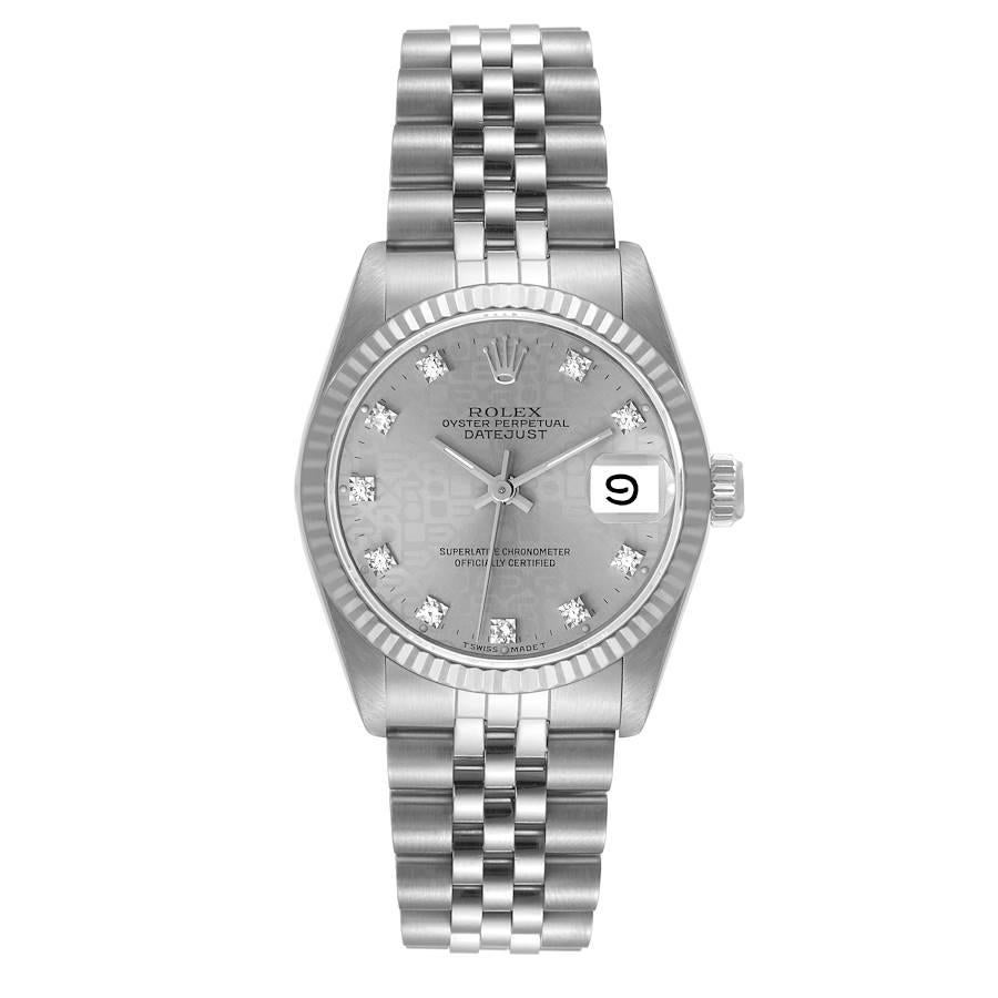 Rolex Datejust Midsize Steel White Gold Diamond Dial Ladies Watch 68274 ...