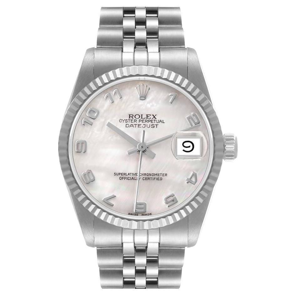 Rolex Datejust Midsize Steel White Gold Mother of Pearl Diamond Watch ...
