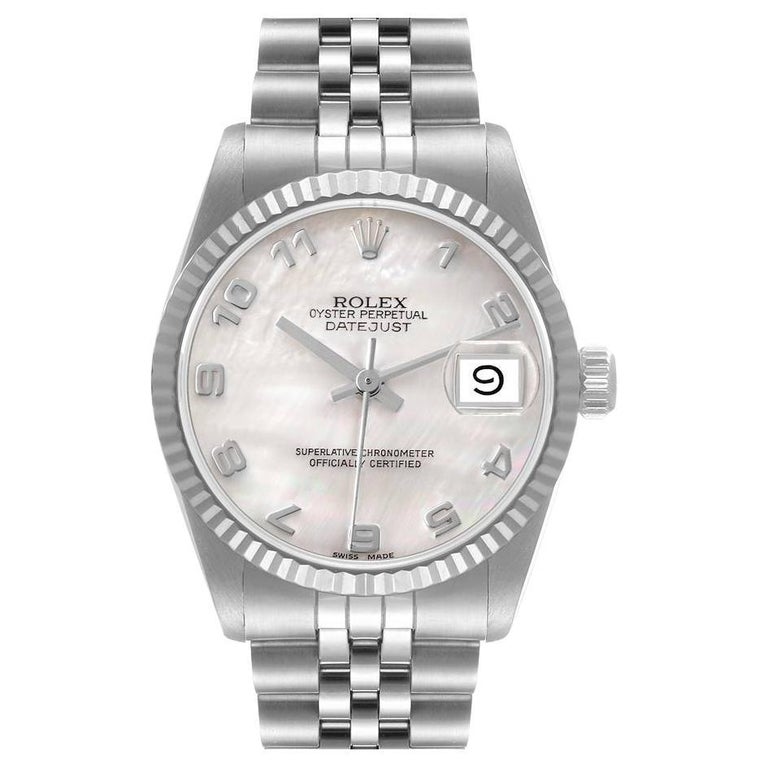 Rolex Datejust Midsize Steel White Gold Mother of Pearl Dial Ladies ...