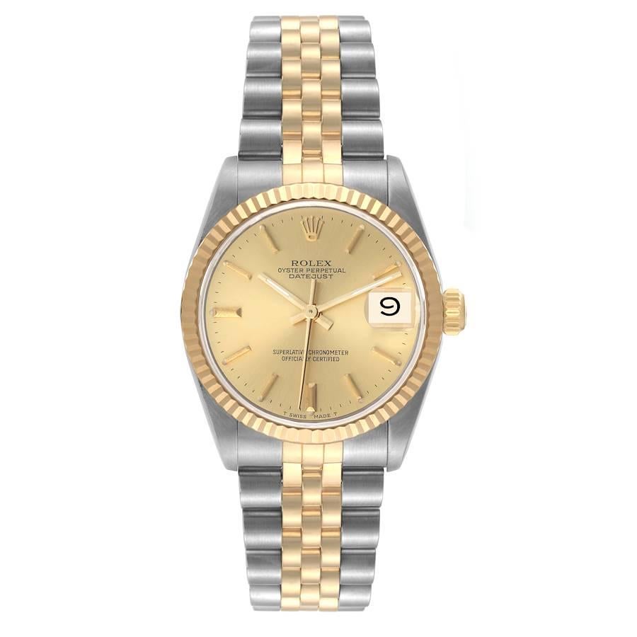 Rolex Datejust Midsize Steel Yellow Gold Champagne Dial Ladies Watch ...