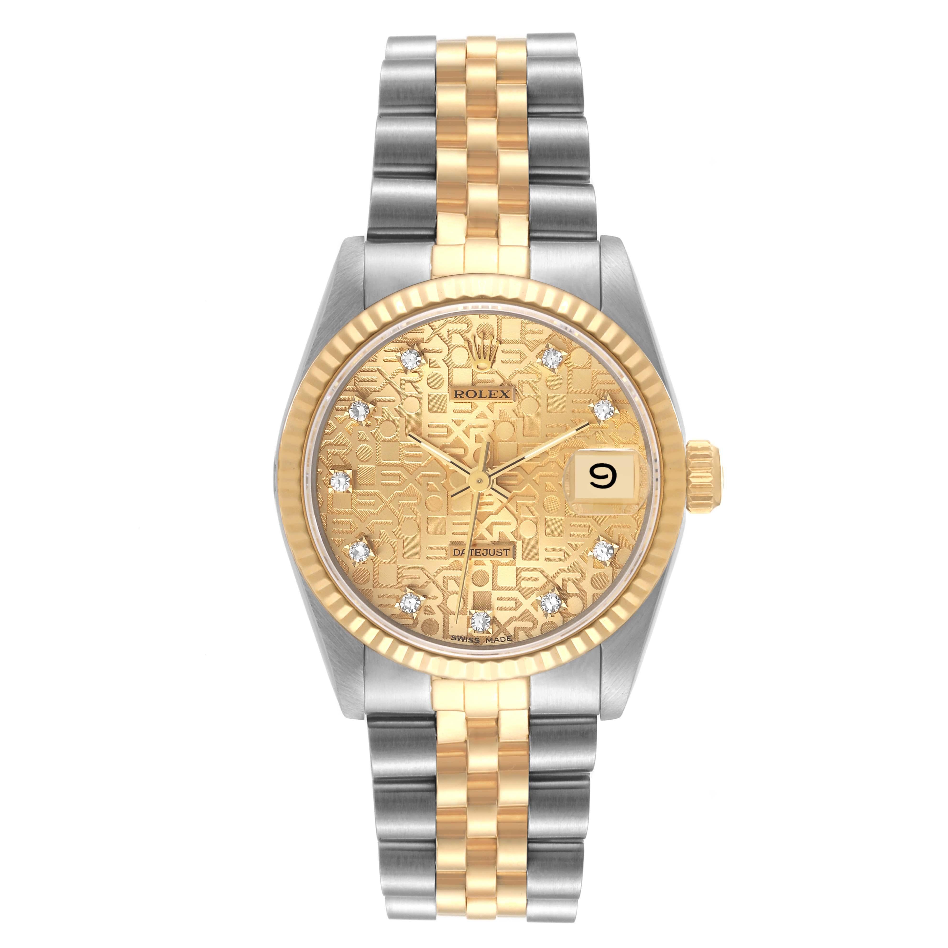 Rolex Datejust Midsize Steel Yellow Gold Diamond Dial Ladies Watch ...
