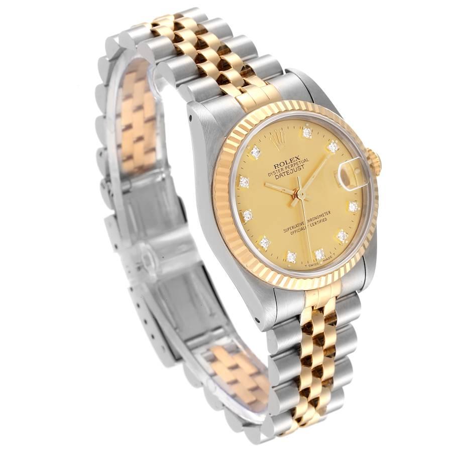 Rolex Datejust Midsize Steel Yellow Gold Diamond Dial Ladies Watch ...