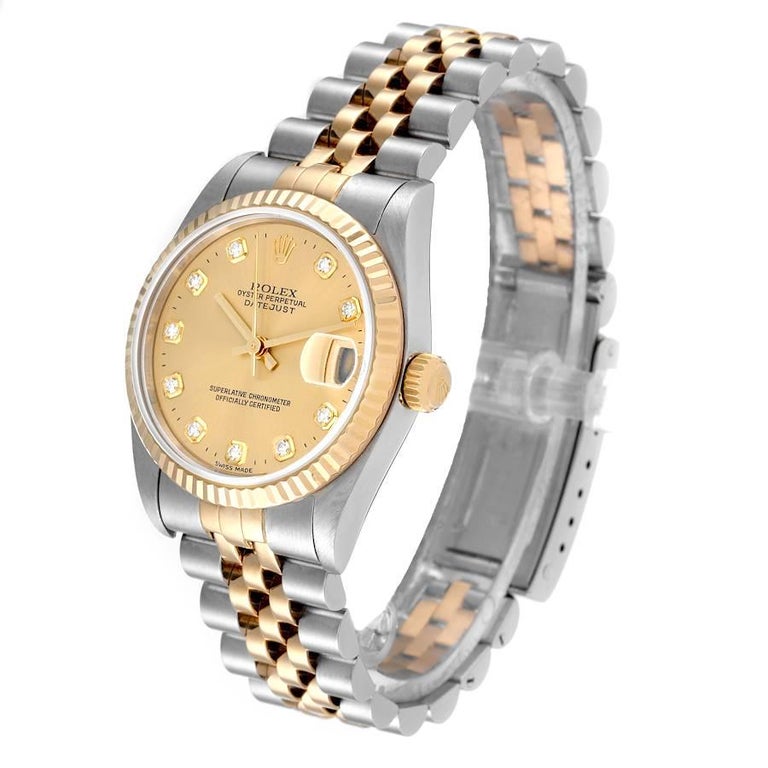 Rolex Datejust Midsize Steel Yellow Gold Diamond Ladies Watch 78273 For ...
