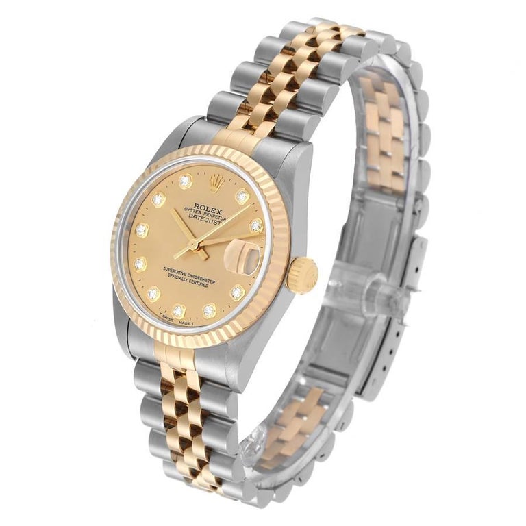 Rolex Datejust Midsize Steel Yellow Gold Diamond Ladies Watch 78273 For ...