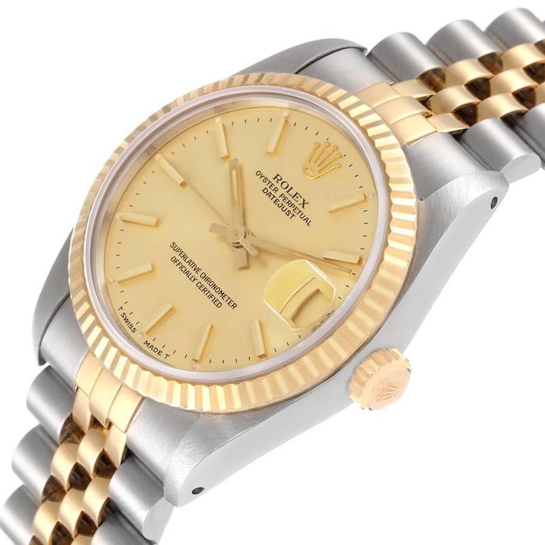 Rolex Datejust Midsize Steel Yellow Gold Ladies Watch 68273 Box Service ...
