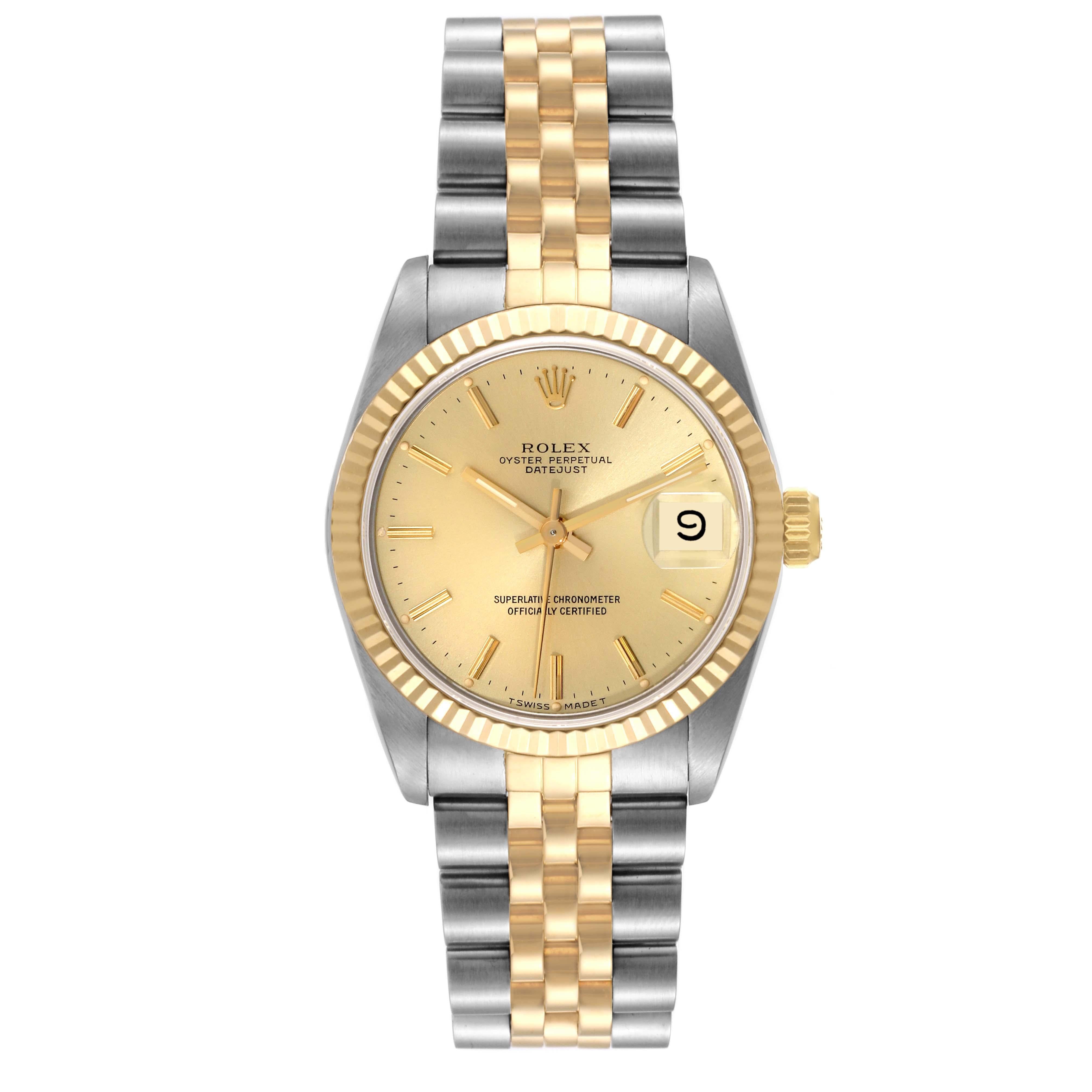 Rolex Datejust Midsize Steel Yellow Gold Ladies Watch 68273 For Sale at ...