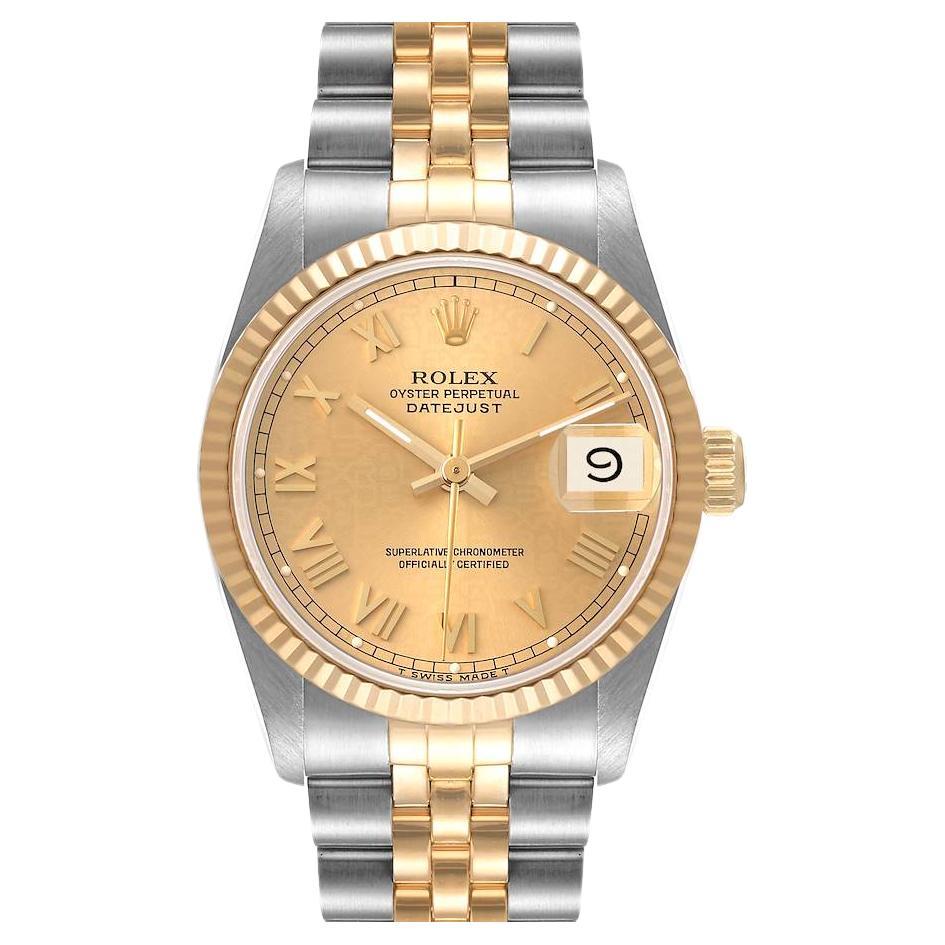 Rolex Datejust Midsize Steel Yellow Gold Black Dial Watch 68273 at 1stDibs