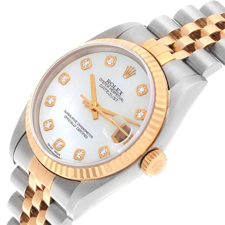 Rolex Datejust Midsize Steel Yellow Gold MOP Diamond Ladies Watch 78273 ...