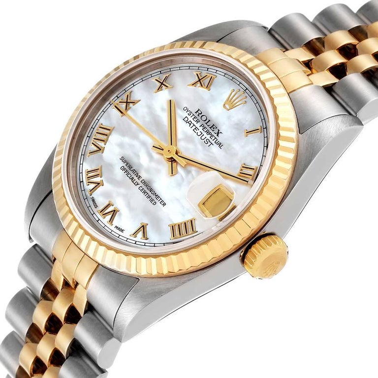 Rolex Datejust Midsize Steel Yellow Gold MOP Roman Dial Ladies Watch ...
